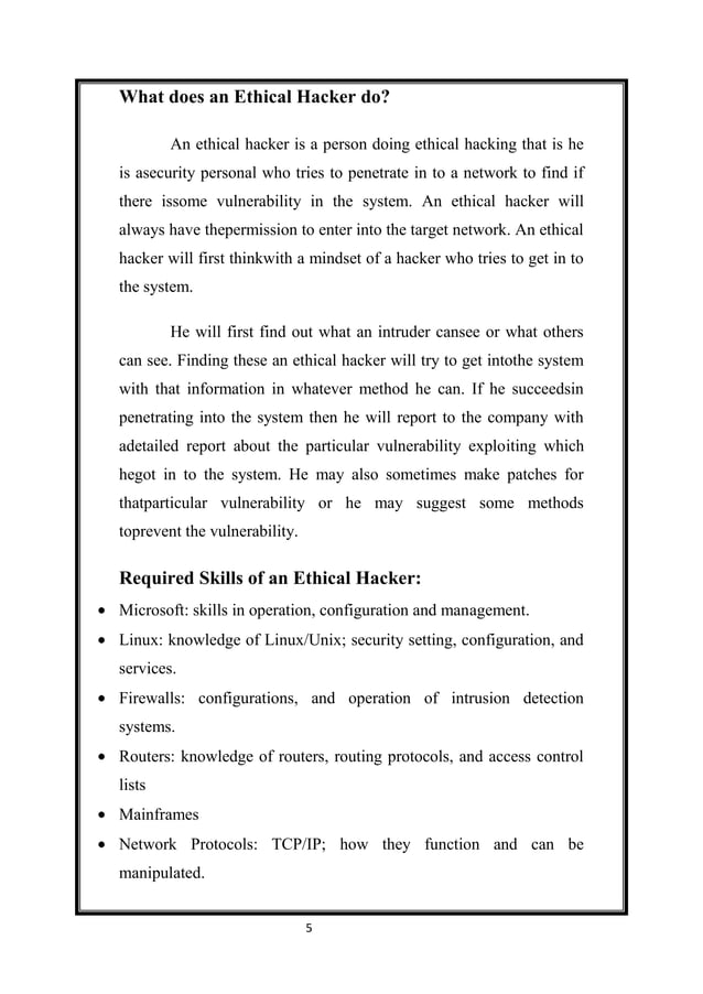 Ethical hacking | DOCX | Technology & Computing