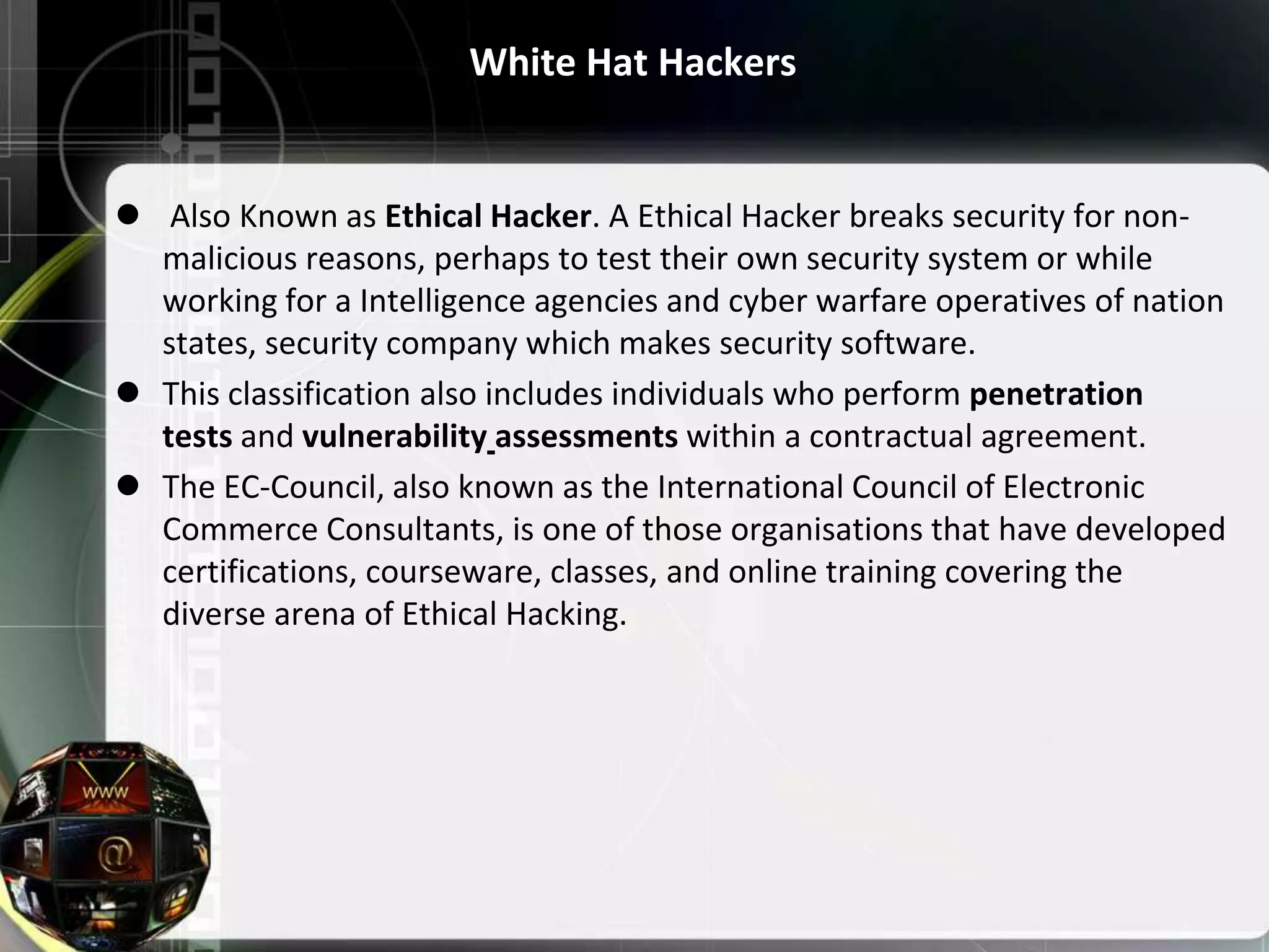 Ethical hacking - Good Aspect of Hacking | PPT
