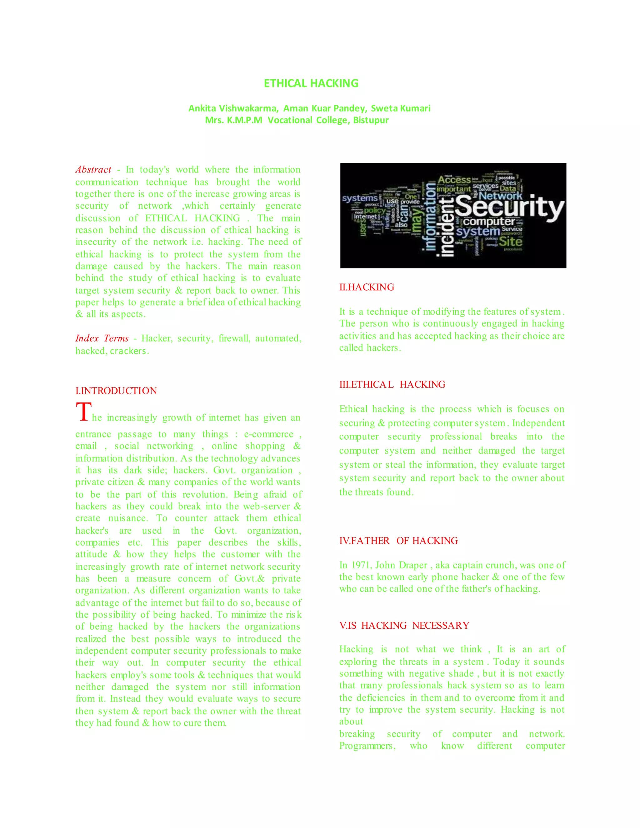 Ethical hacking | DOCX | Computing | Technology & Computing