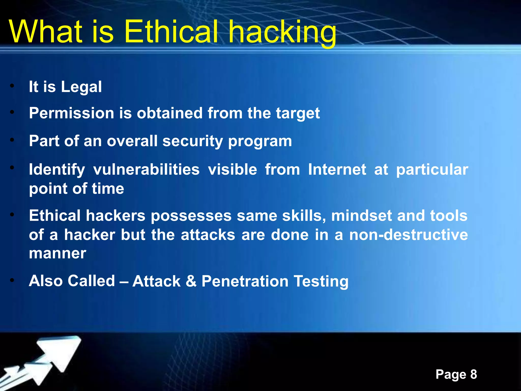 Ethical hacking and cyber security intro | PPTX