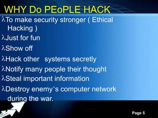 Ethical hacking and cyber security intro | PPTX