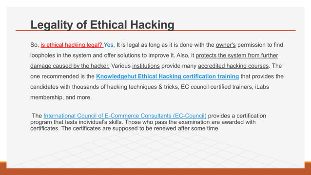 Ethical hacking Chapter 1 - Overview.pptx | Information and Network Security | Computing