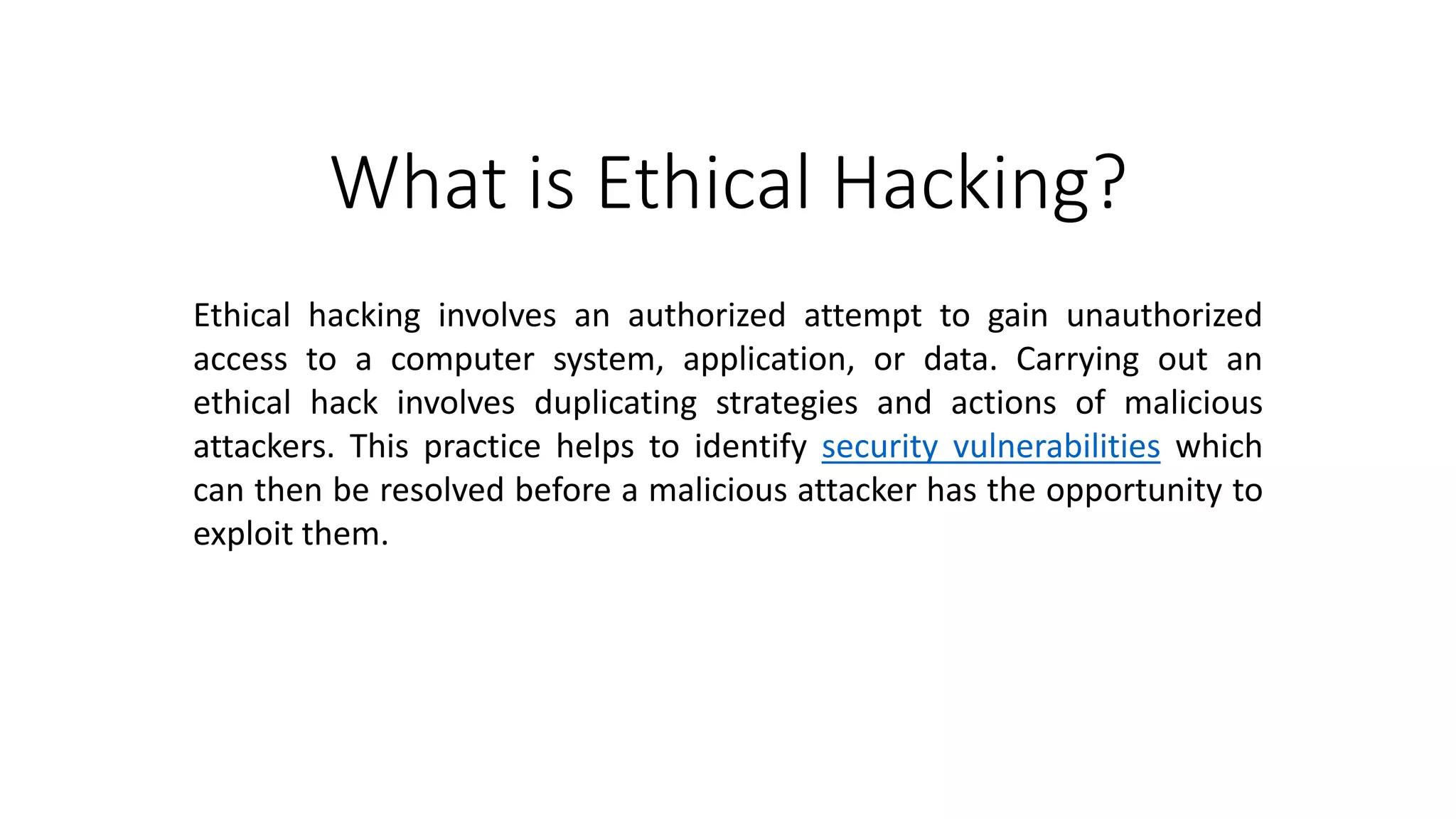 Ethical hacking concept-Part 1 | PPTX