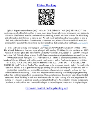 Ethical Hacking Essay | PDF