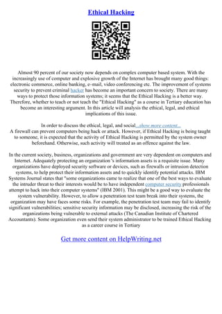 Ethical Hacking Essay | PDF