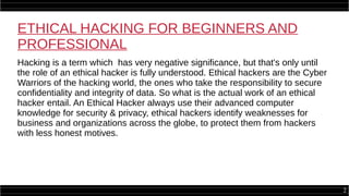 Ethical hacking for beginners and professionals | ODP