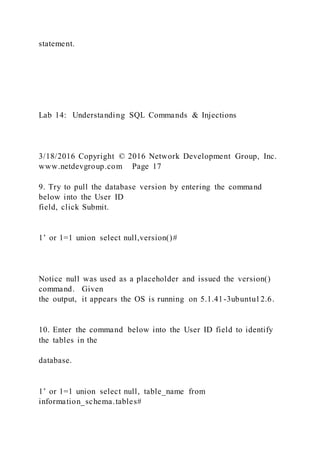 Ethical hacking lab series lab 14 understan | PDF