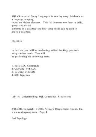 Ethical hacking lab series lab 14 understan | PDF