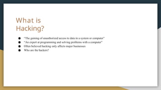 Ethical Hacking and its scope and its application | PPTX