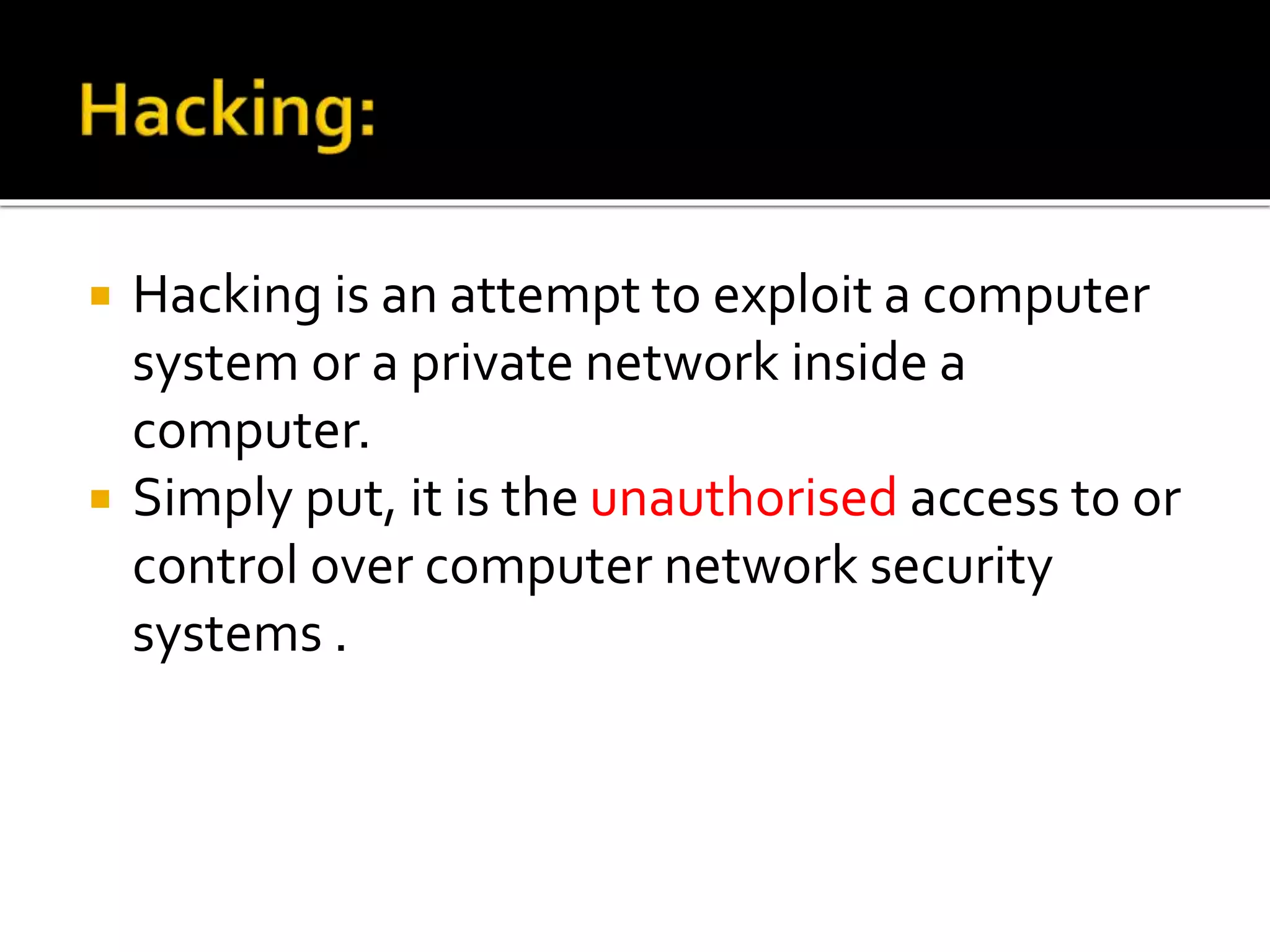 Ethical Hacking Presentation.pptx | Information and Network Security | Computing