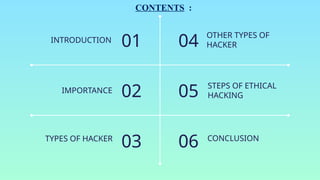 Ethical Hacking Presentation on post graduation level | PPT