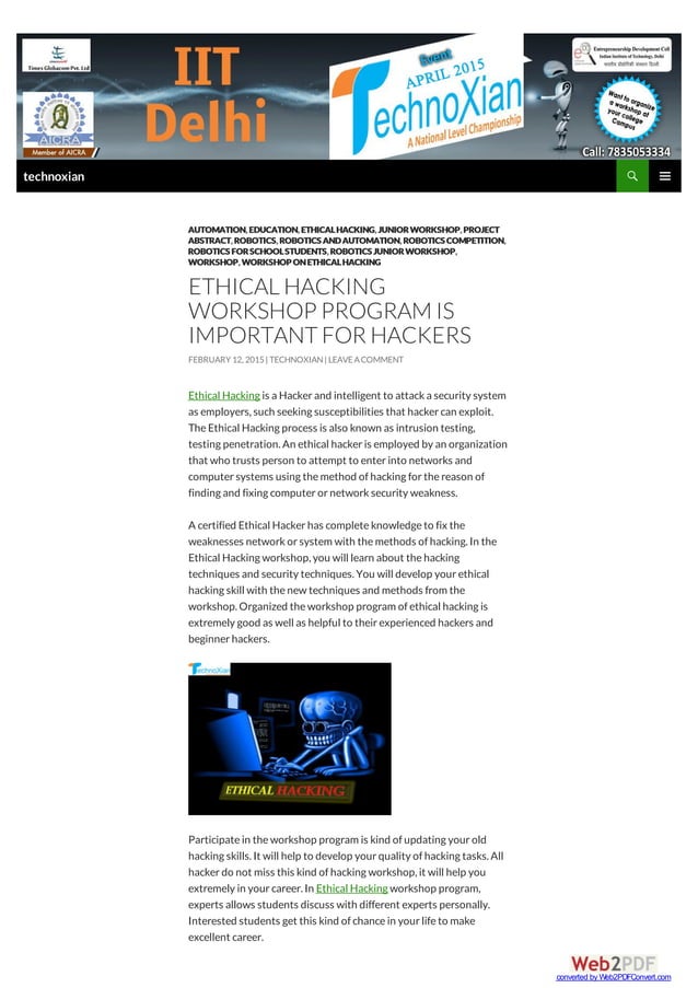 Ethical Hacking Workshop Program is Important for Hackers | PDF | Information and Network ...