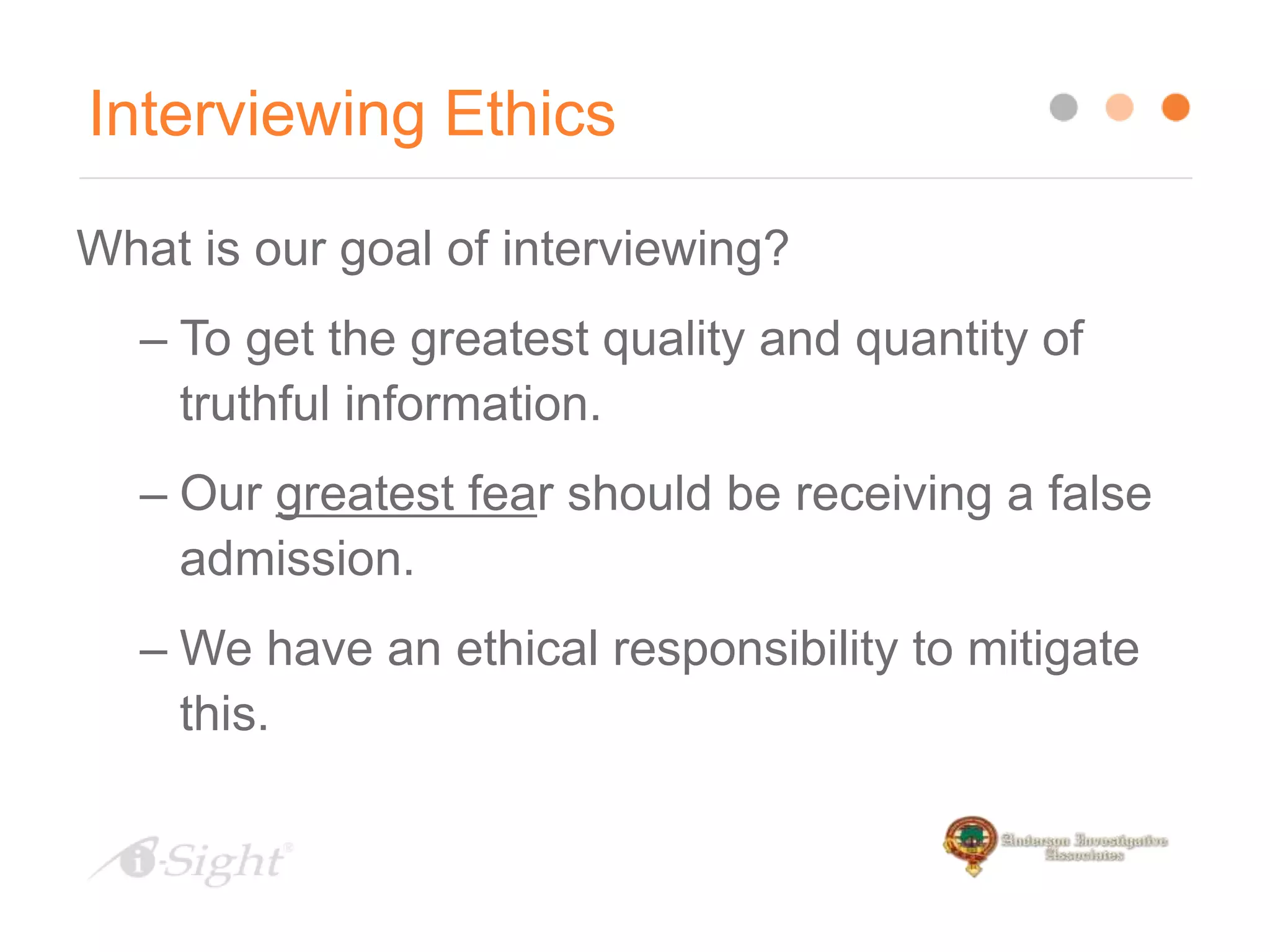 Ethical investigation interviews Ten things to consider | PPTX ...