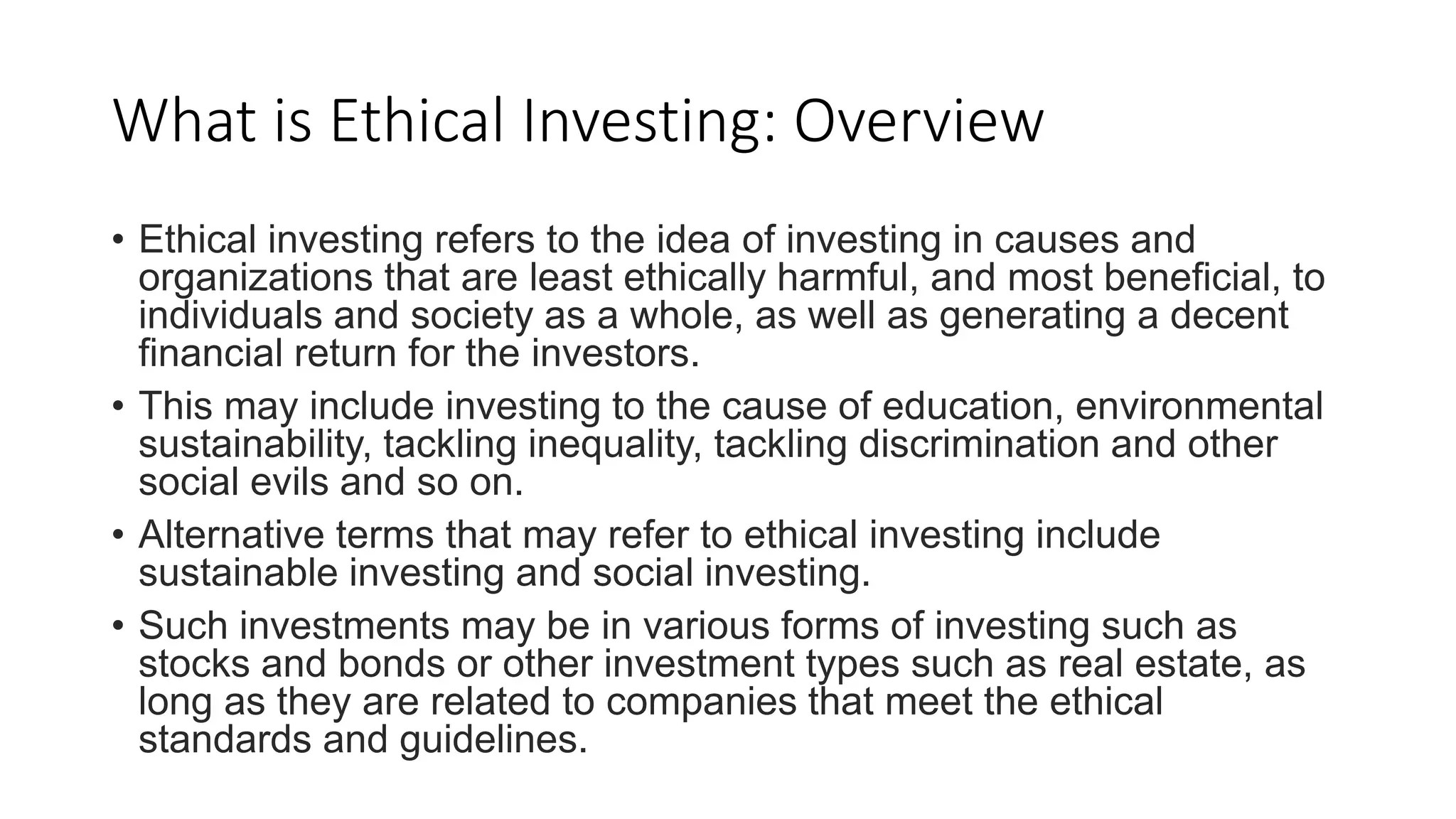 Ethical Investing in India | PPTX