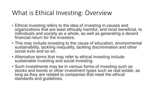Ethical Investing in India | PPTX