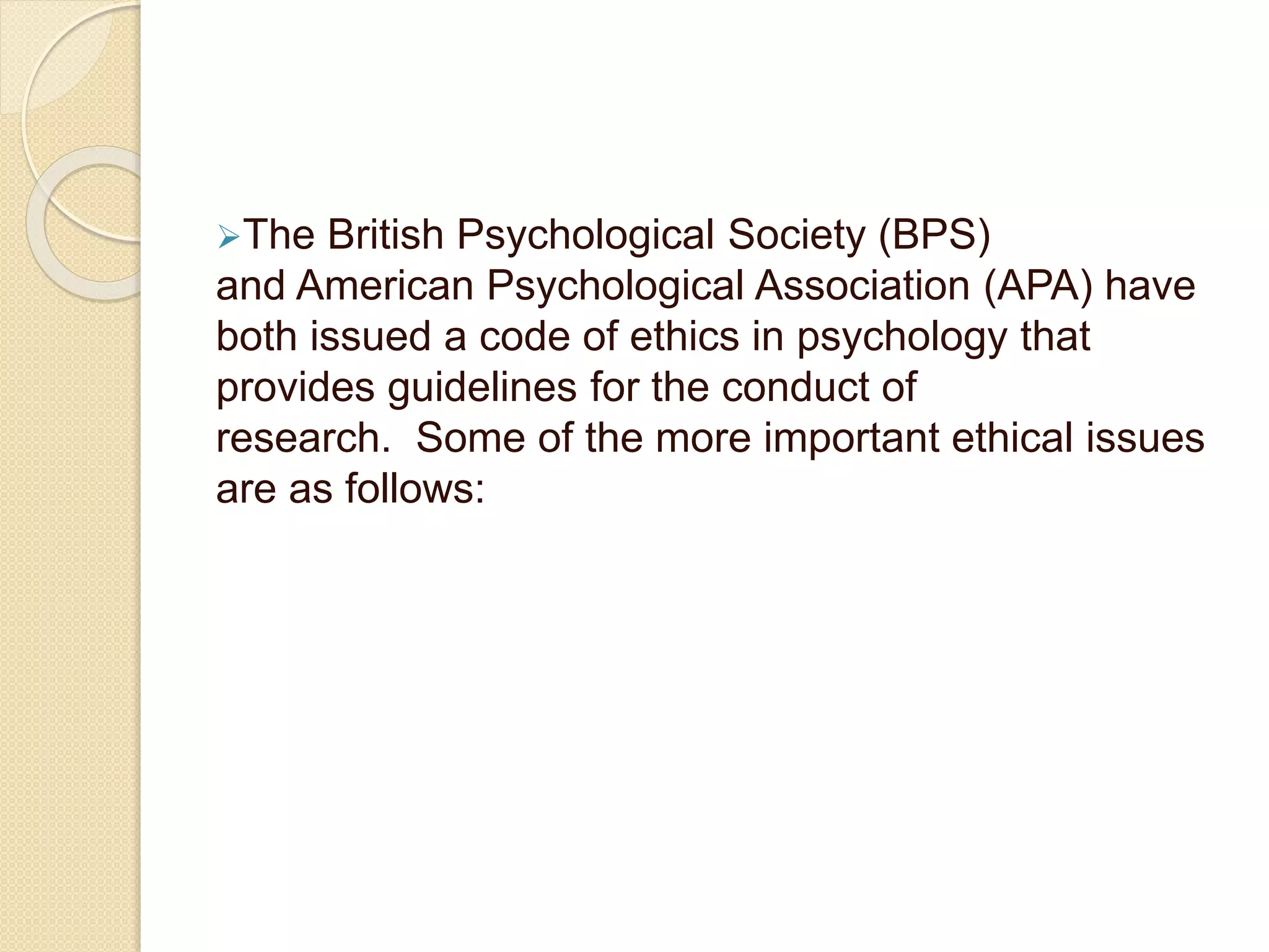 Ethical issues psychology | PPTX