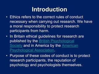 Ethical issues in psychological research | PPTX