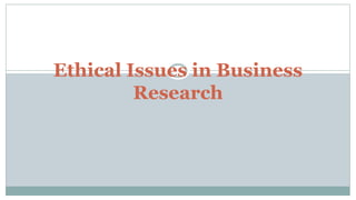 Ethical Issues In Business