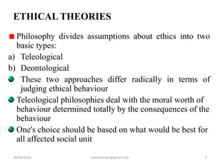 ETHICAL ISSUES in health system management | PPT