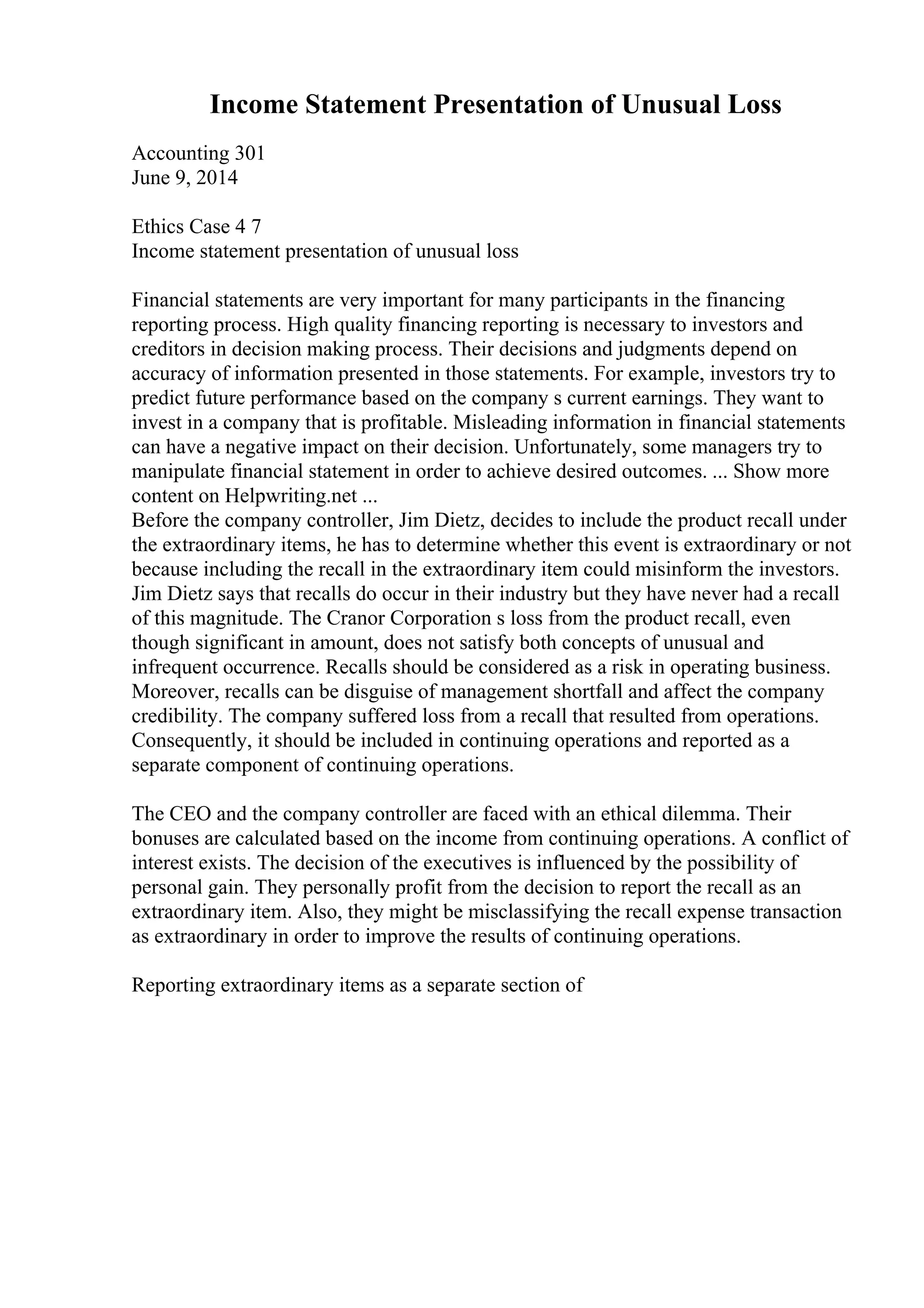 Ethical Issues Essay | PDF