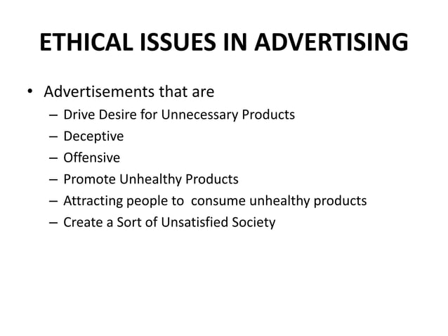 Ethical issues in advertising | PPTX | Advertising Industry | Industries
