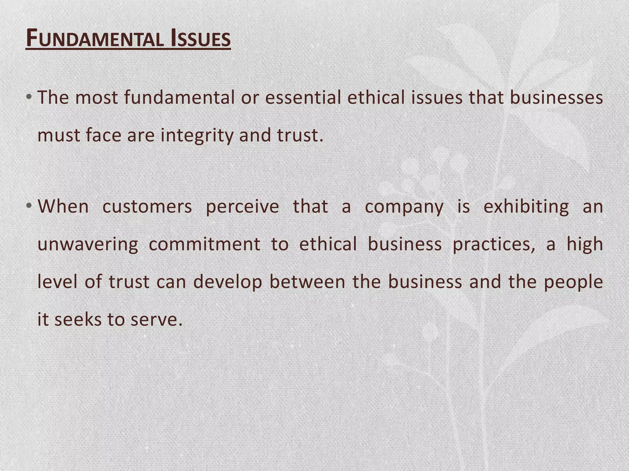 Ethical issues in business | PPTX