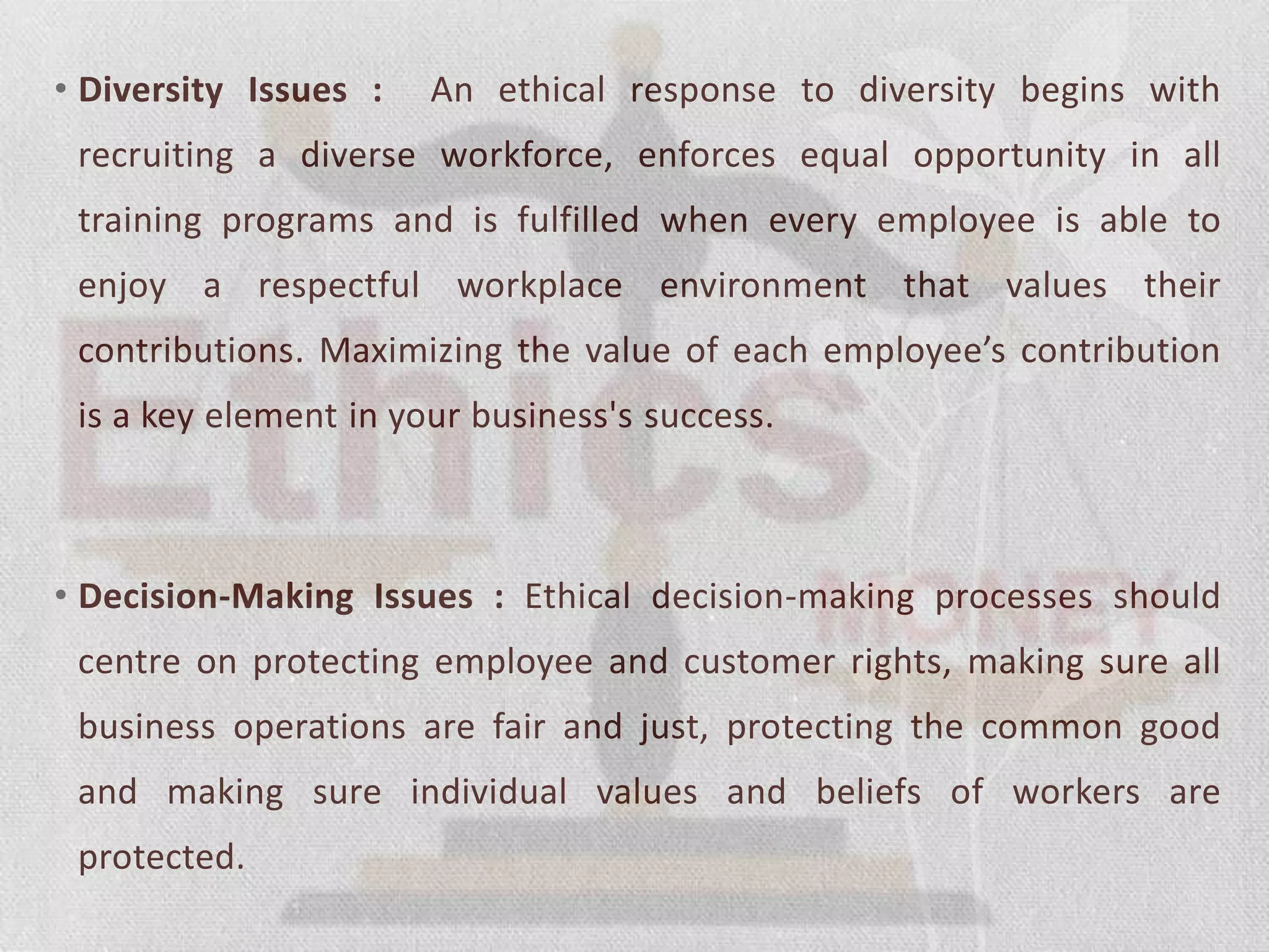 Ethical issues in business | PPTX