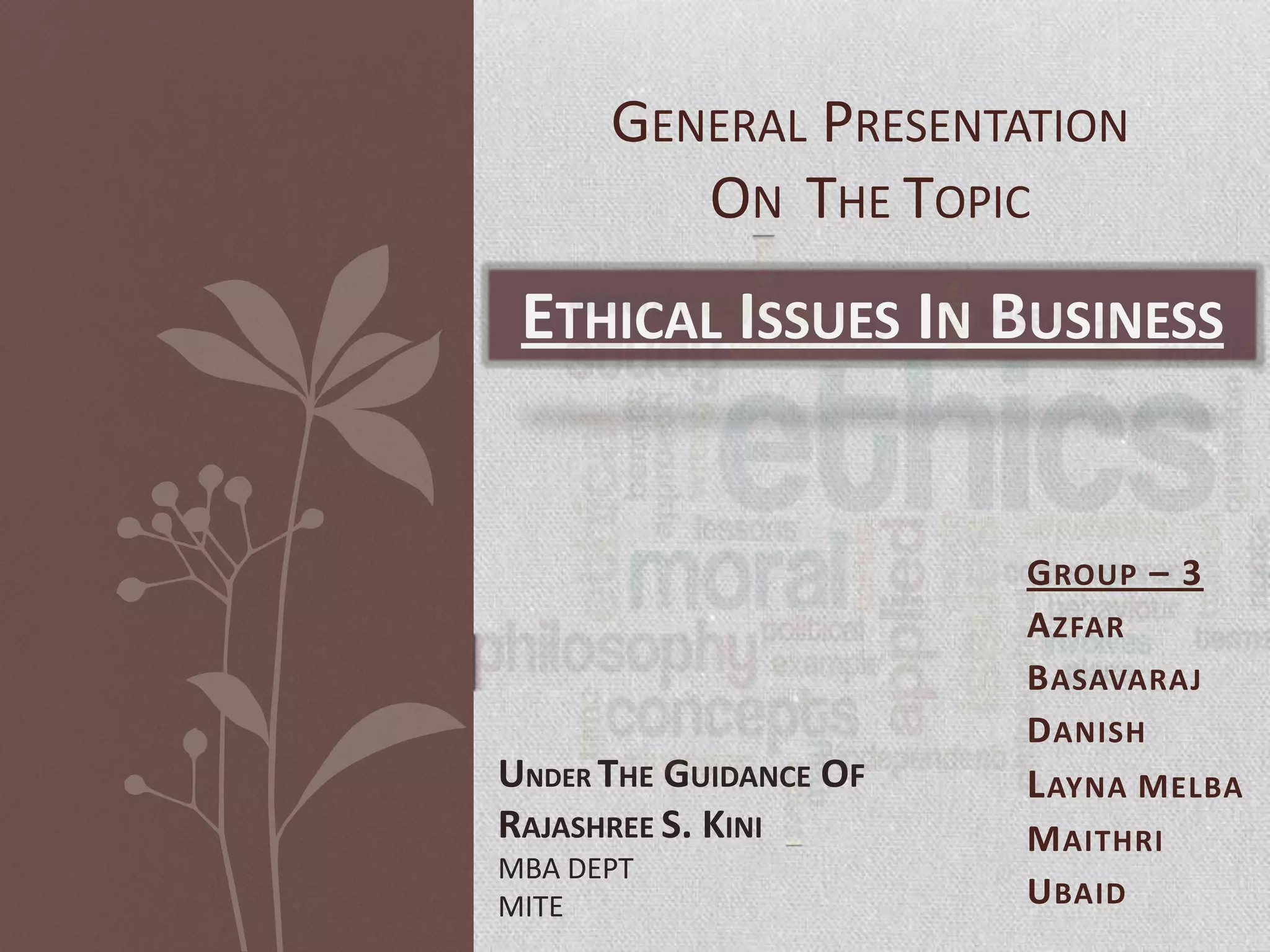 Ethical issues in business | PPTX