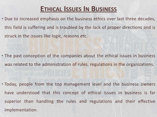 Ethical issues in business | PPTX