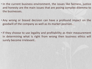 Ethical issues in business | PPTX