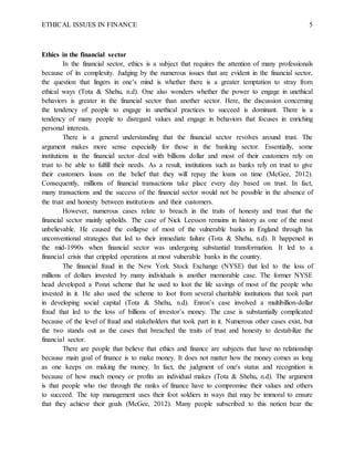 Ethical issues in finance | DOC