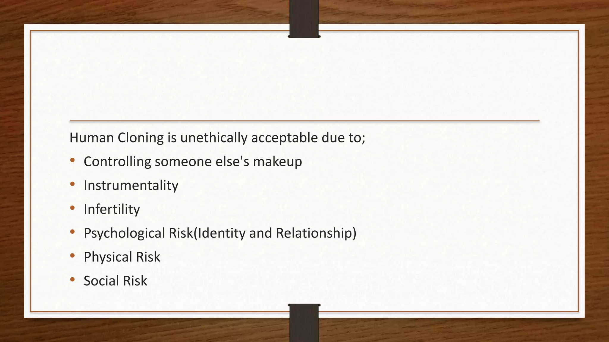 Ethical issues in genetic cloning | PPTX