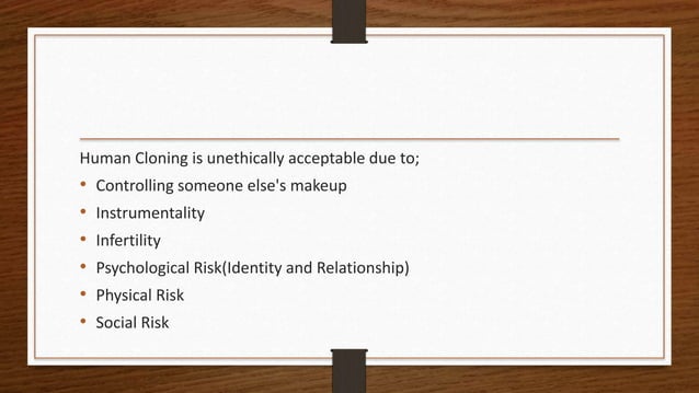 Ethical issues in genetic cloning | PPTX