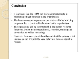 Ethical issues in human resource | PPTX