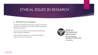Ethical issues in psychological research | PPTX