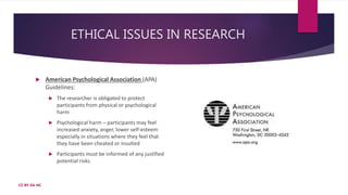 Ethical issues in psychological research | PPTX