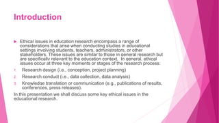 Ethical issues in research presentation.pptx | Education