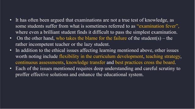 Ethical issues in the Education system | PPTX | Educational Assessment ...