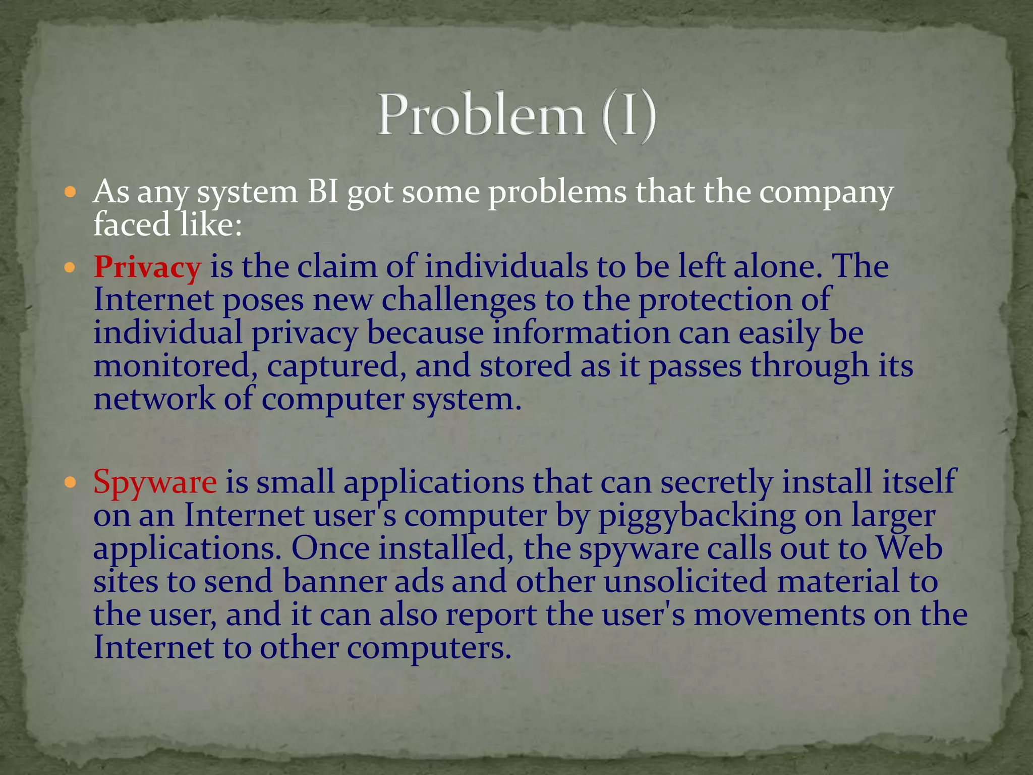Ethical issues of business intelligence (bi) | PPTX | Internet | Computing