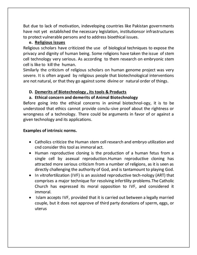 Ethical issues in biotechnology | DOCX