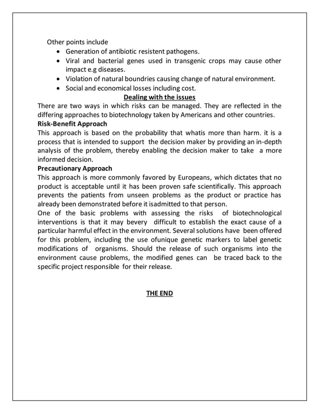Ethical issues in biotechnology | DOCX