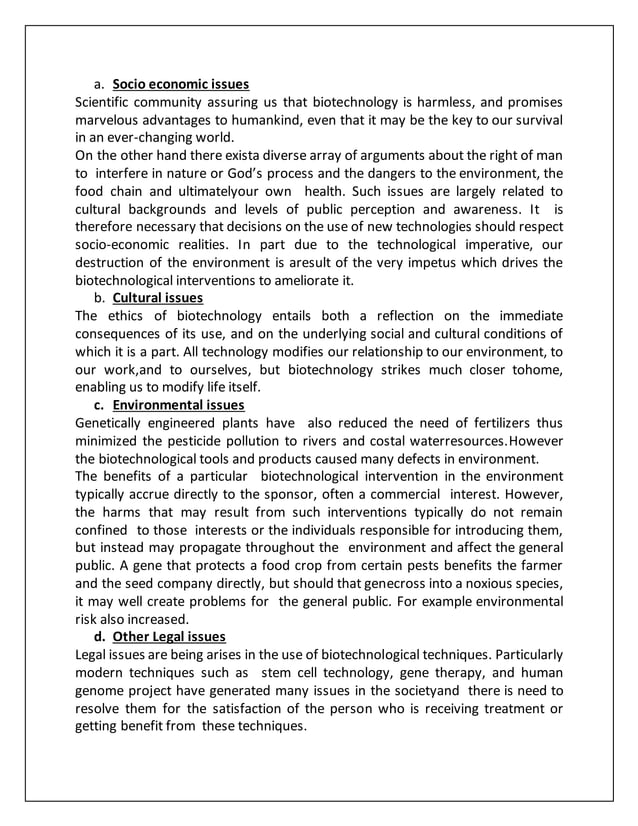 Ethical issues in biotechnology | PDF