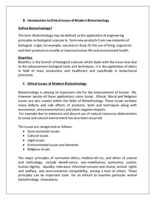 Ethical issues in biotechnology