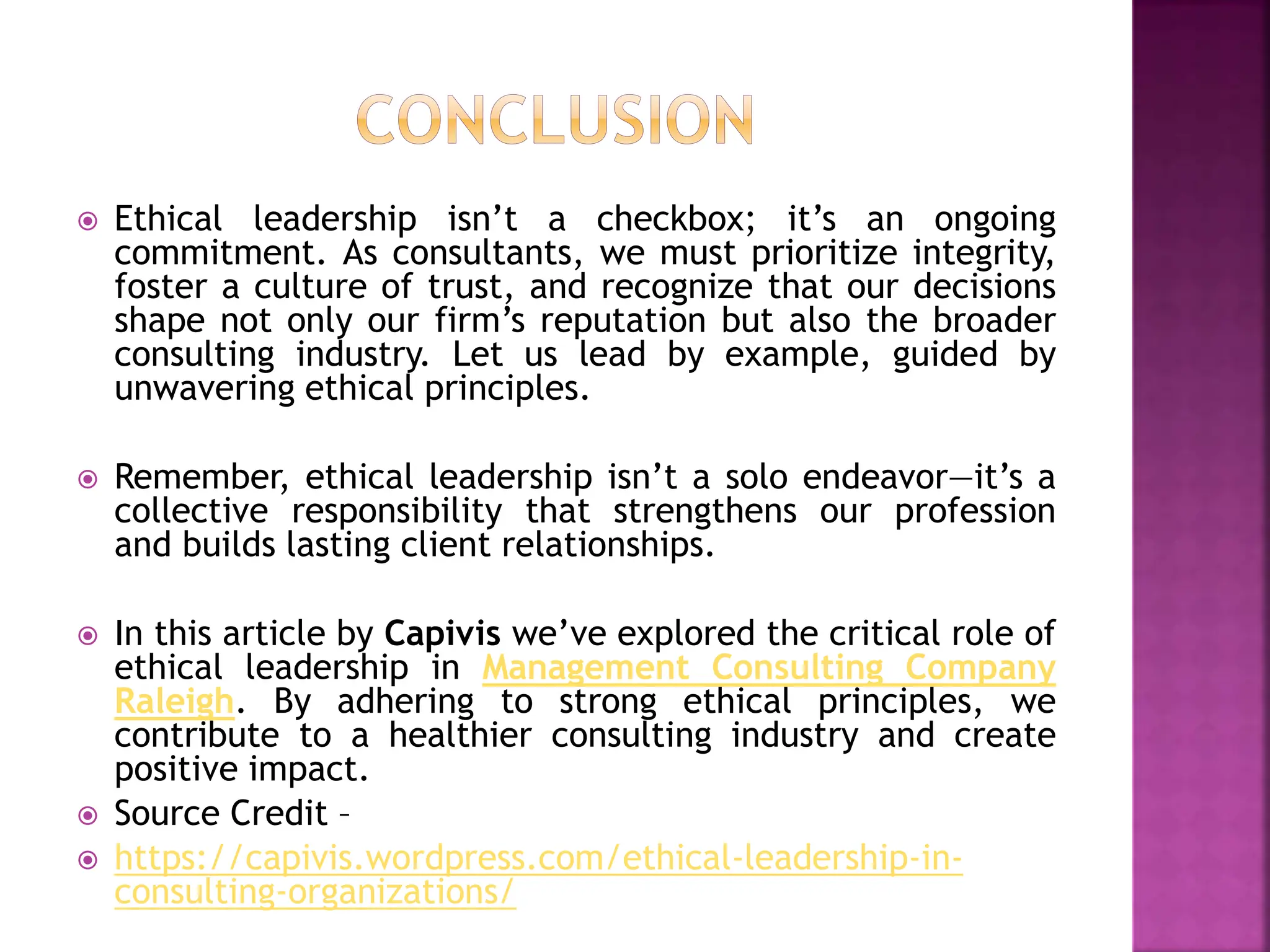 Ethical Leadership in Consulting Organizations | PPTX