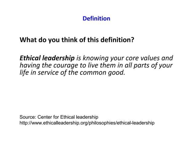 Ethical leadership ppt wip | PPT