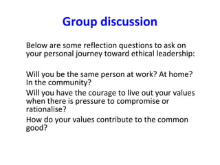 Ethical leadership ppt wip | PPT