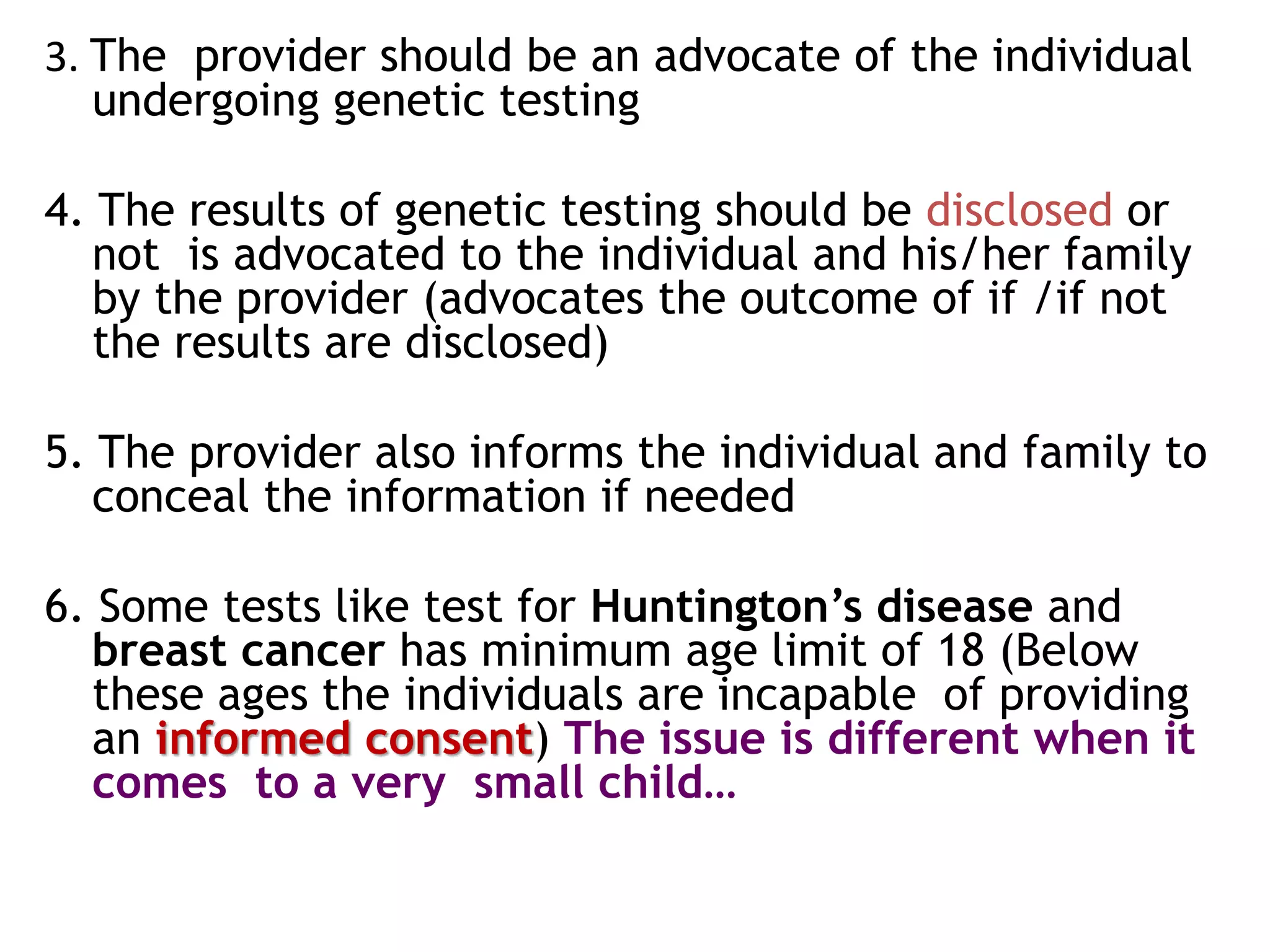 Ethical , legal and psychosocial issues in genetic testing ppt use in ...