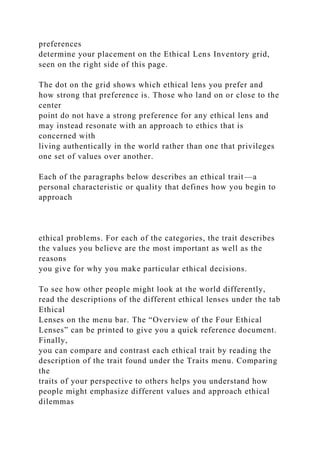 Ethical Lens InventoryIrasemaCompleted110001Pr.docx | Photography ...