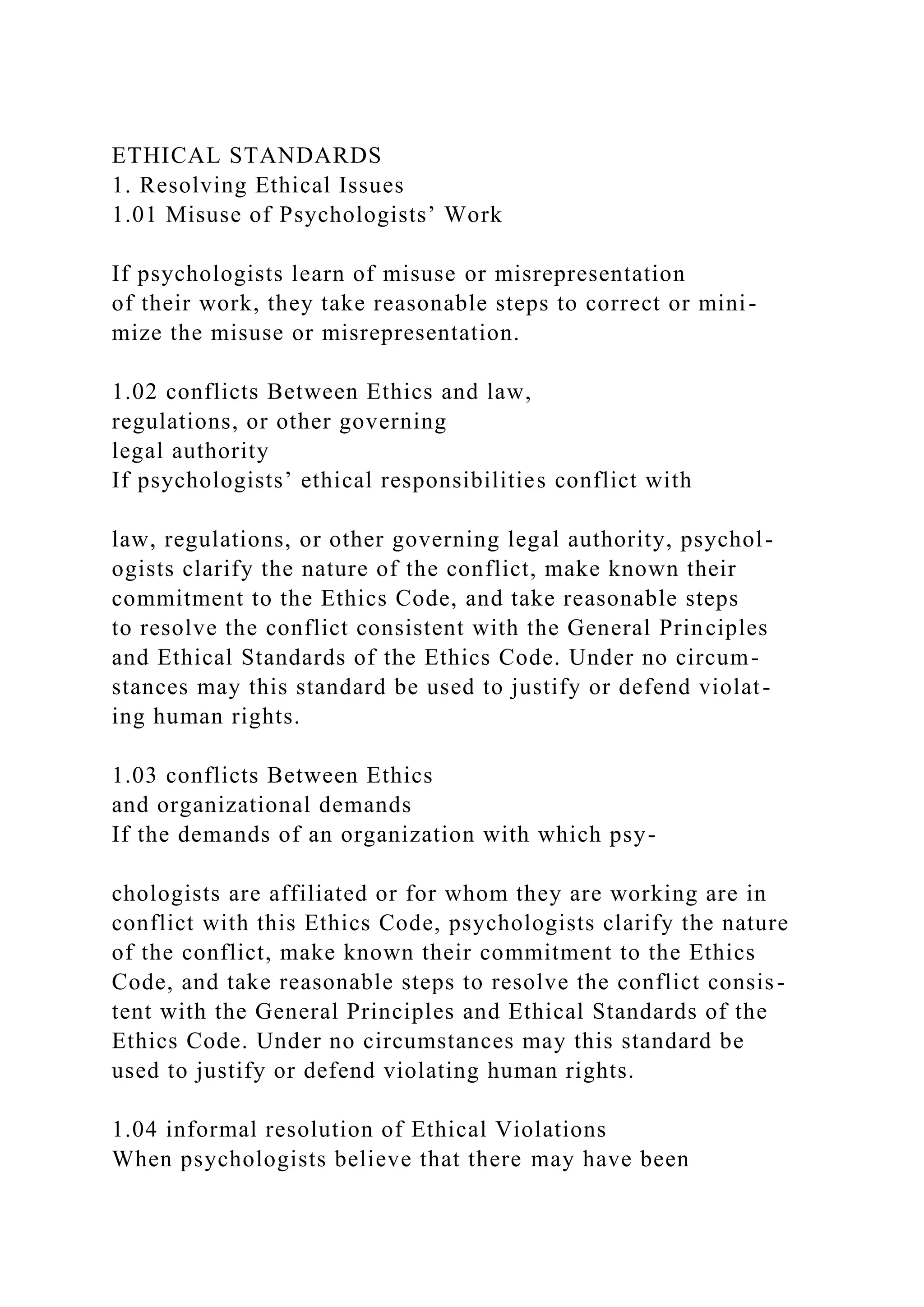 Ethical PrinciPlEs of Psychologists and codE of conduct.docx