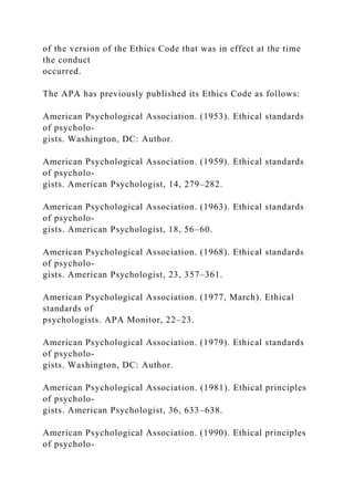 Ethical PrinciPlEs of Psychologists and codE of conduct.docx | Law